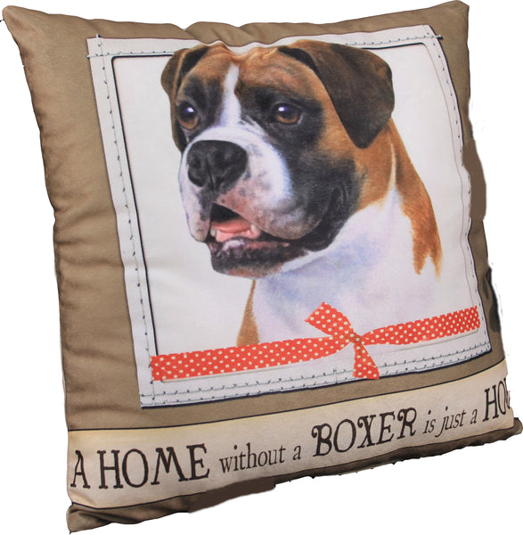 Boxer Uncropped Dog Breed Throw Pillow | Doggy Style Gifts