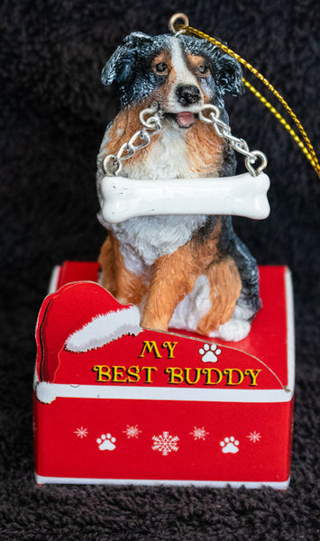 Australian Shepherd Statue Best Buddy Christmas Ornament | Doggy Style ...