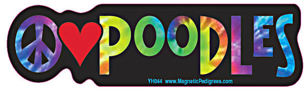 Peace Love Poodle Yippie Hippie Dog Car Sticker | Doggy Style Gifts