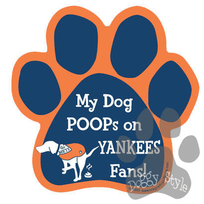 My Dog Poops On Yankees Fans Mets vs Yankees Baseball Dog Paw Magnet ...