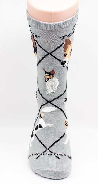 Rat Terrier Dog Breed Novelty Socks Gray | Doggy Style Gifts