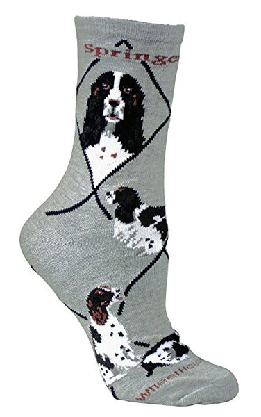 Springer Spaniel Dog Breed Novelty Socks Gray | Doggy Style Gifts
